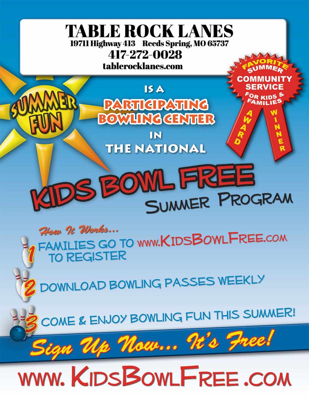 Kids Summer Bowling - Table Rock Lanes | Bowling | Restaurant | Fun ...